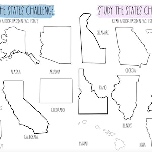 50 States Reading Challenge - Book Journal - Reading Journal - Etsy