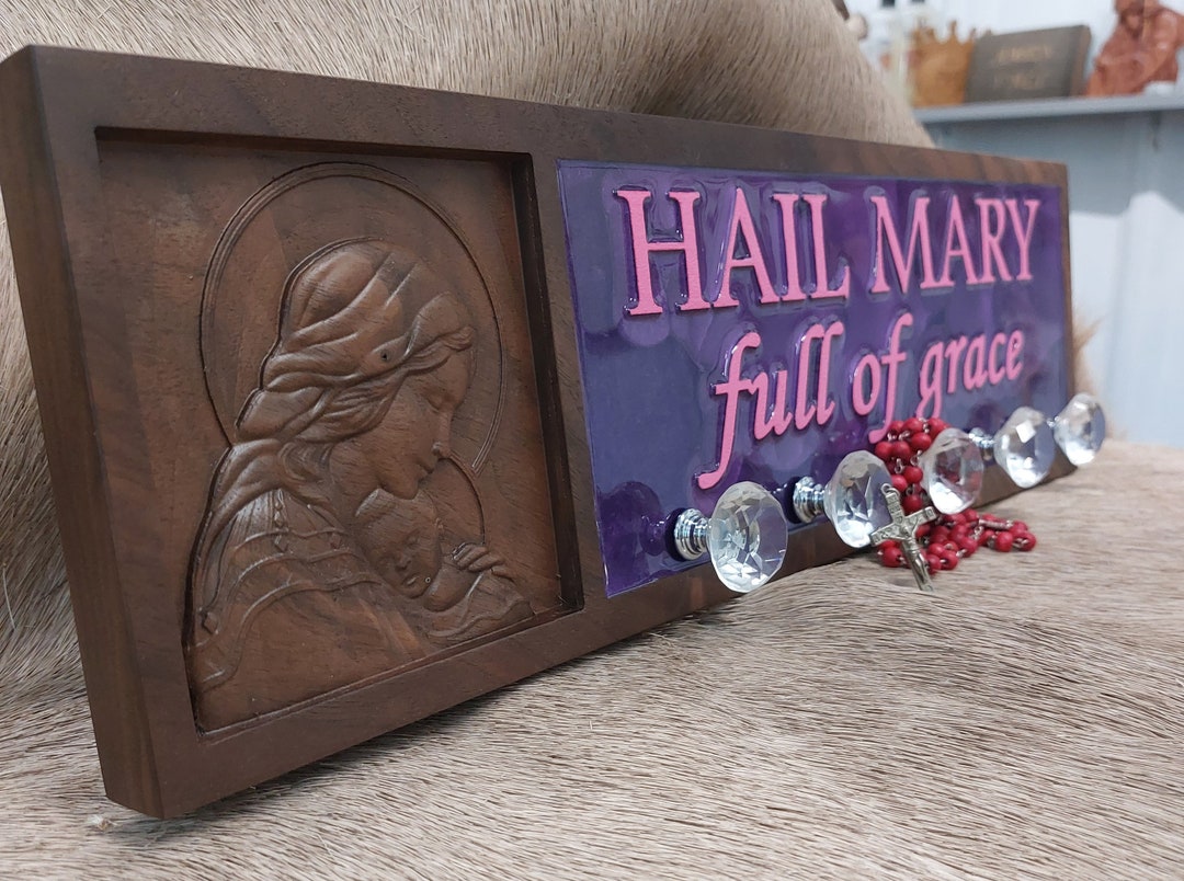 Catholic Rosary Hanger Board HAIL MARY - Etsy