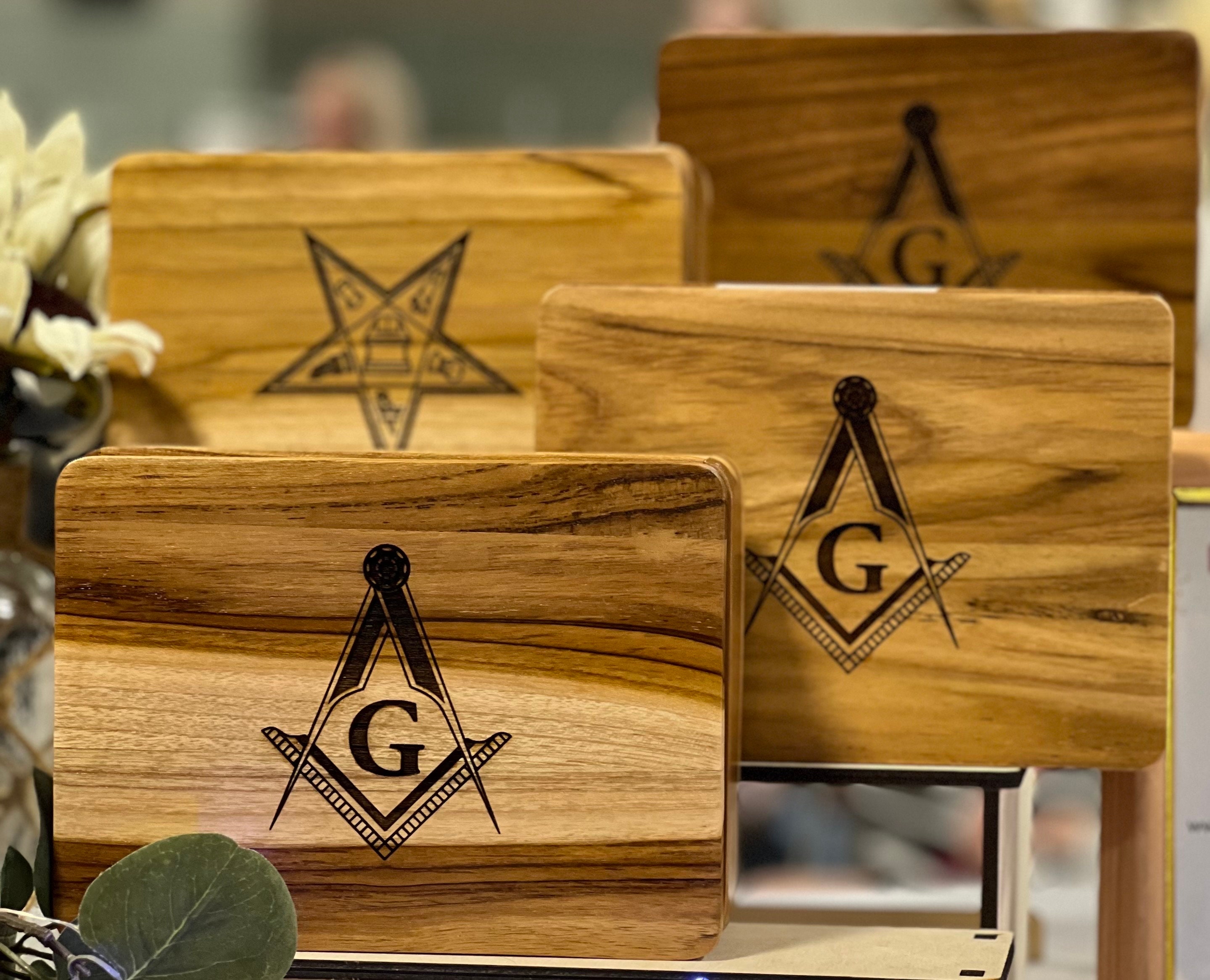 Masonic Wooden Box. Masonic Memorabilia. Square and Compass Wood Box ...