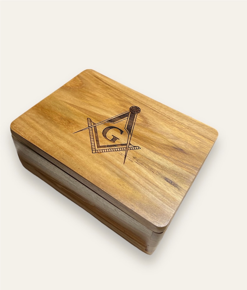 Masonic Wooden Box. Masonic Memorabilia. Square and Compass Wood Box ...