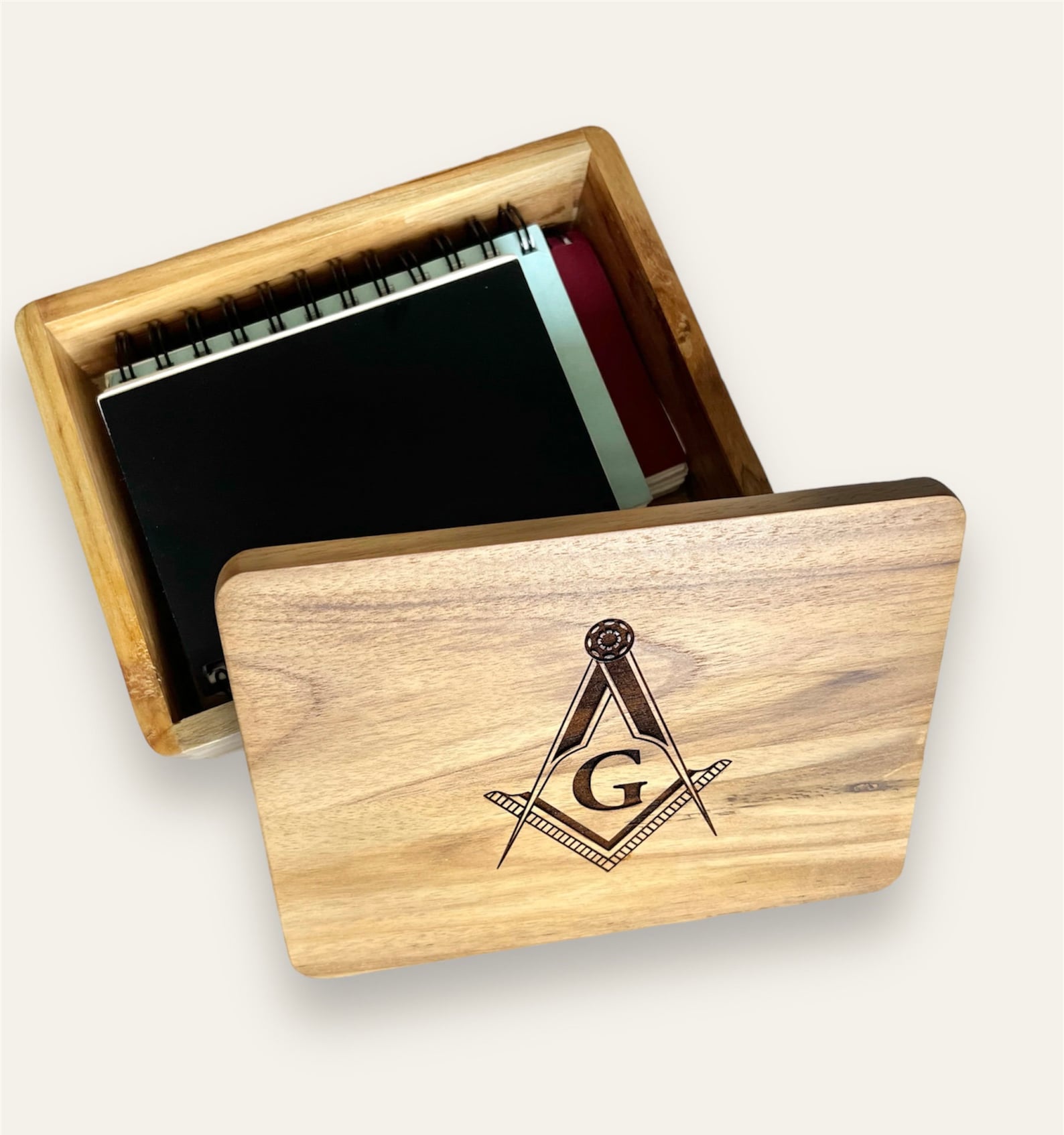 Masonic Wooden Box. Masonic Memorabilia. Square and Compass Wood Box ...