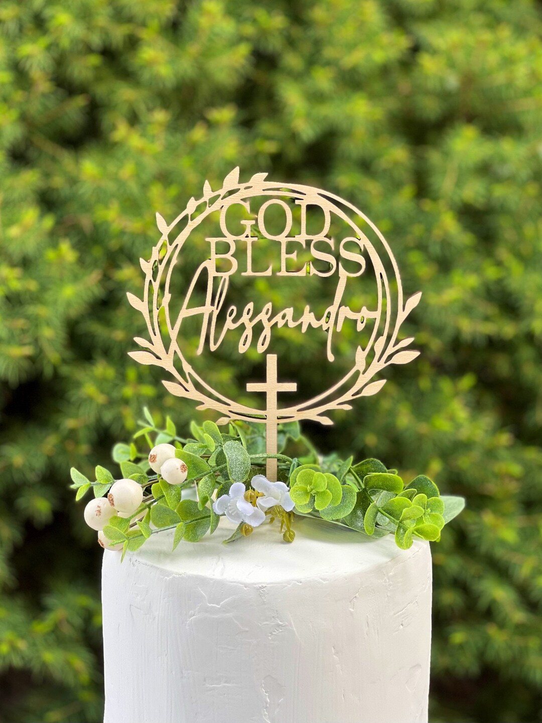 Personalized Religious Cake Topper. God Bless Cake Topper. Baptism ...