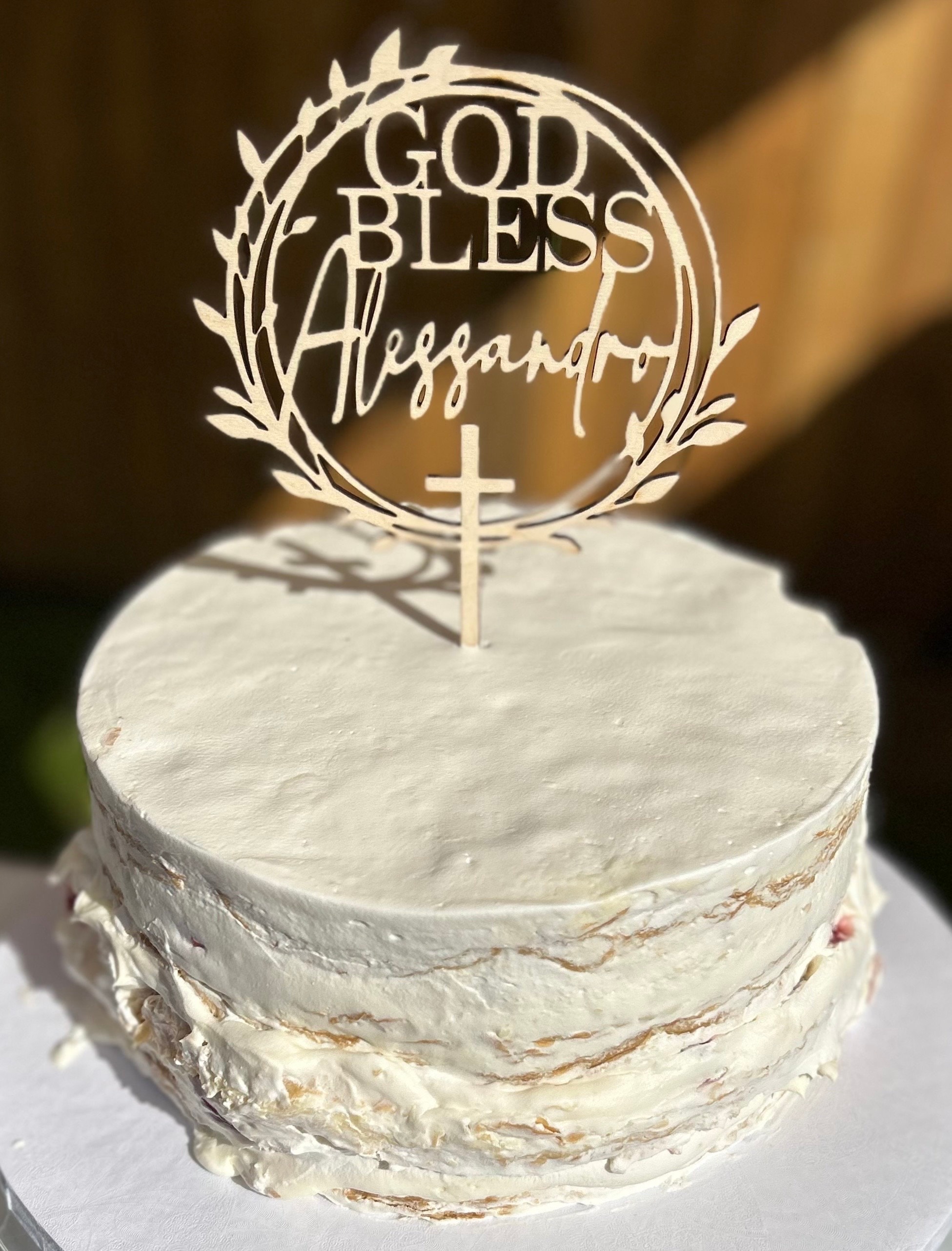 Personalized Religious Cake Topper. God Bless Cake Topper. Baptism ...