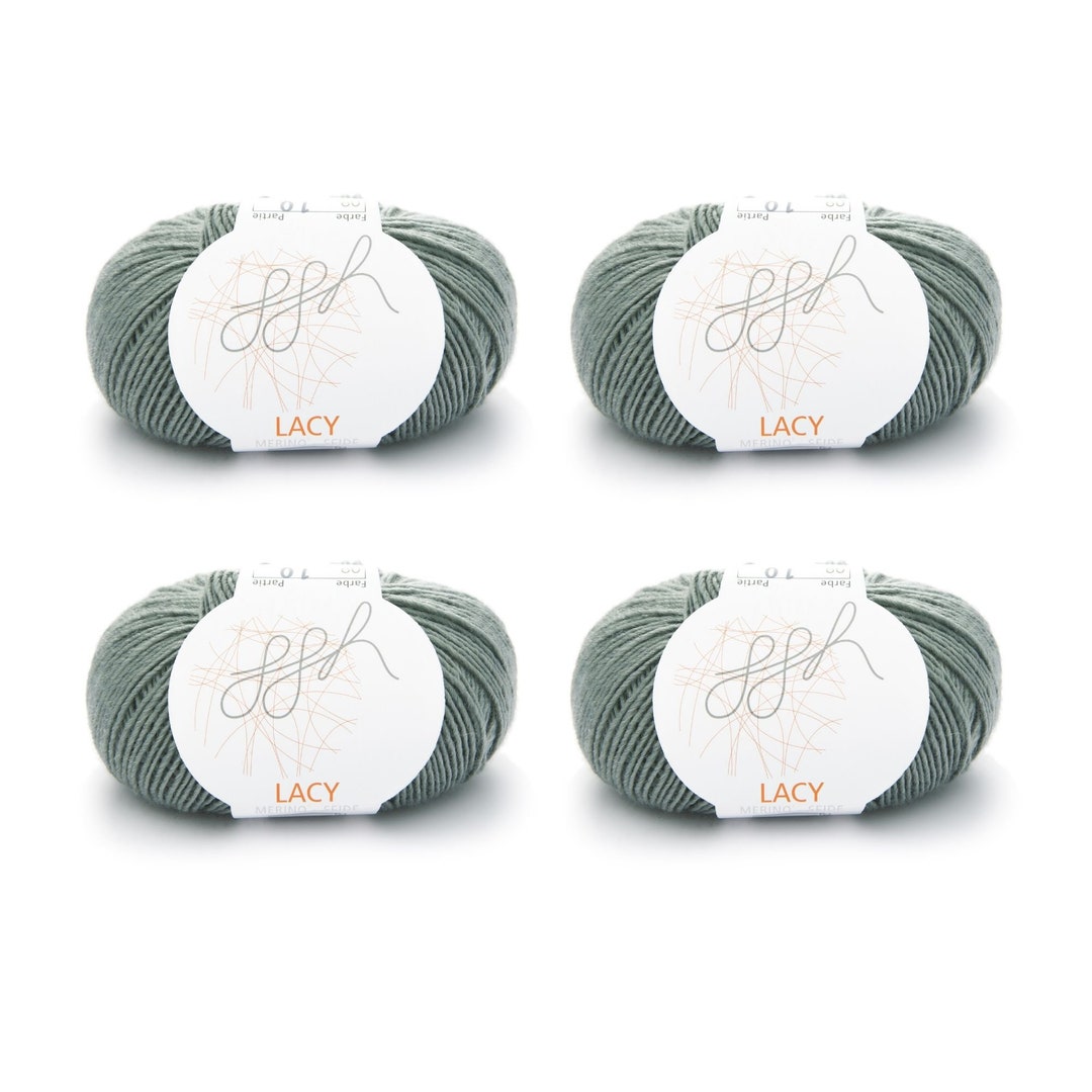 Ggh Lacy Set Made of 4x 25g Merino Wool With Silk Color 009 Green-grey ...