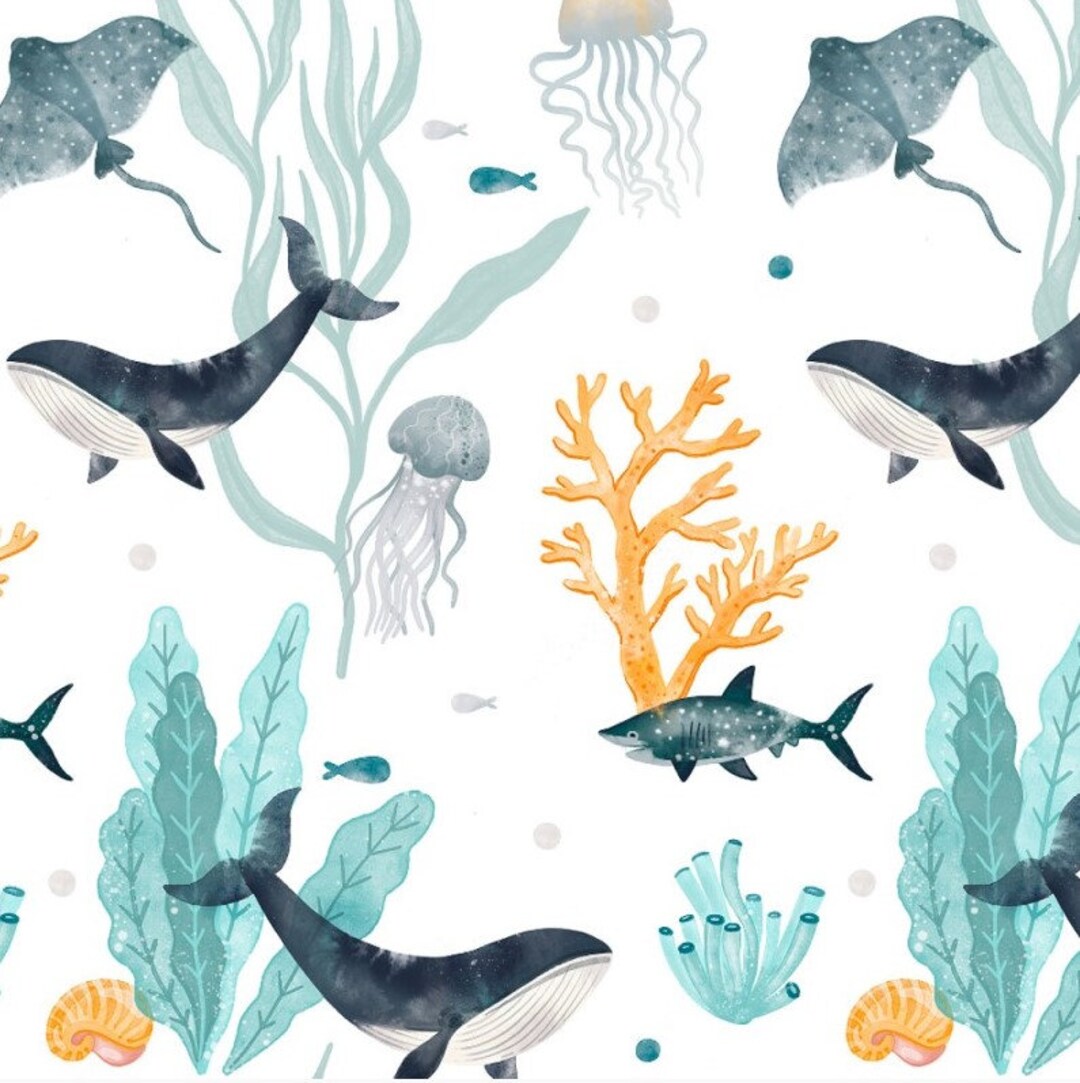 Pre-order Exclusive Premium Cotton Fabric Patchwork Maritime Fish ...