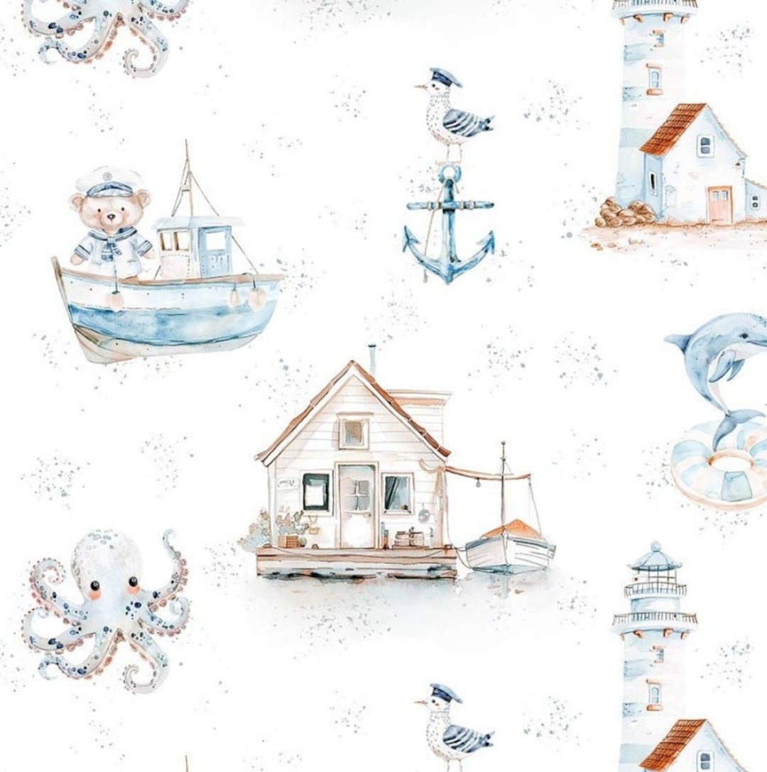 Pre-order Exclusive Premium Cotton Fabric Patchwork Maritime Sea ...