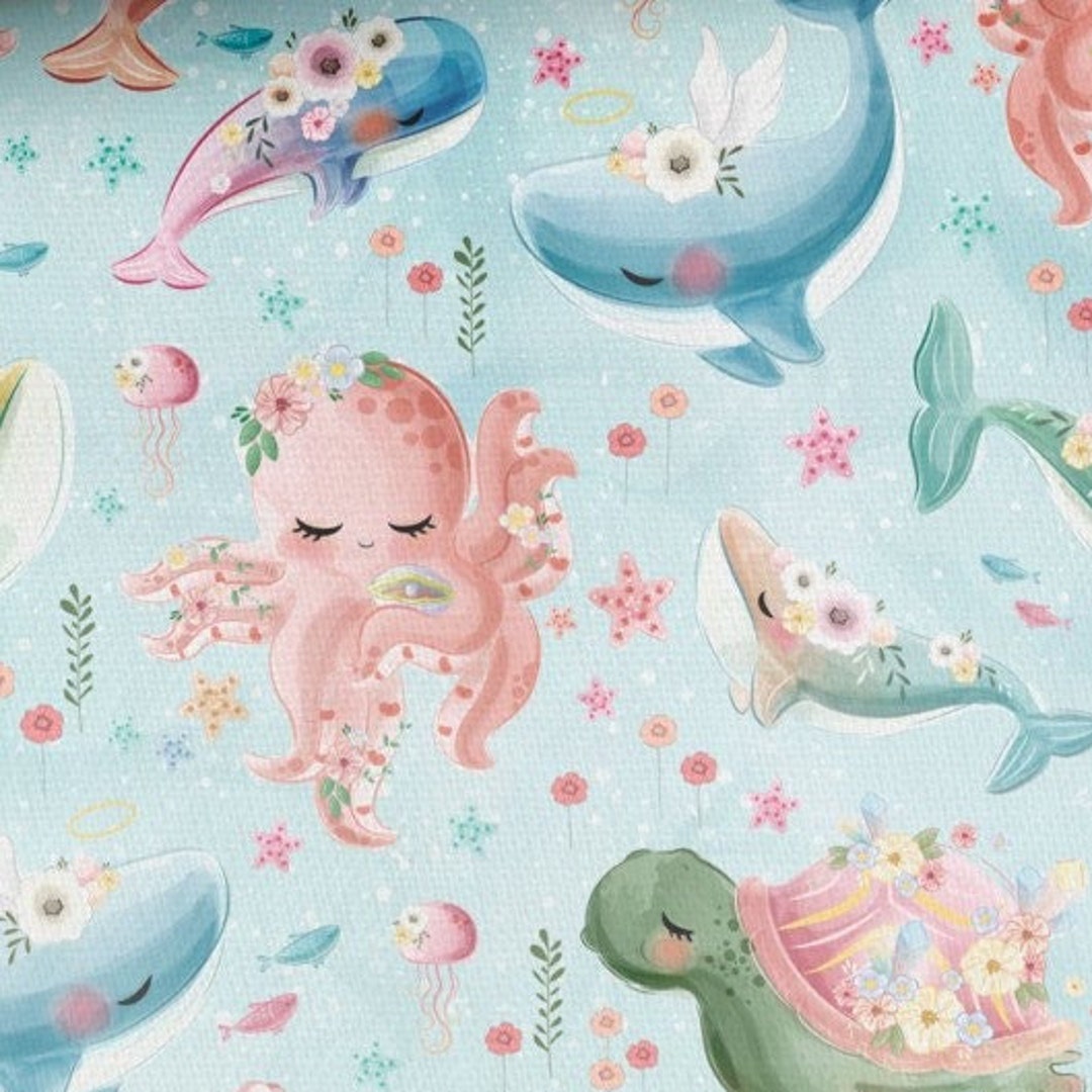 Preorder Exclusive Premium Cotton Fabric Patchwork Sea Creatures and ...