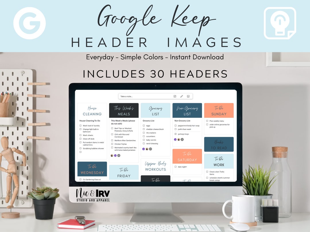 Google Keep Image Headers | Simple Everyday | Instant Download Google ...