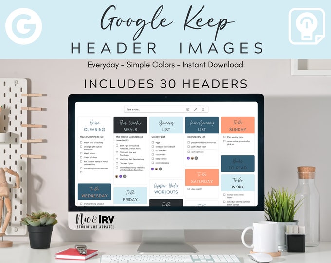 Google Keep Headers, Minimalist Design, Cute Fonts, Black and White - Etsy
