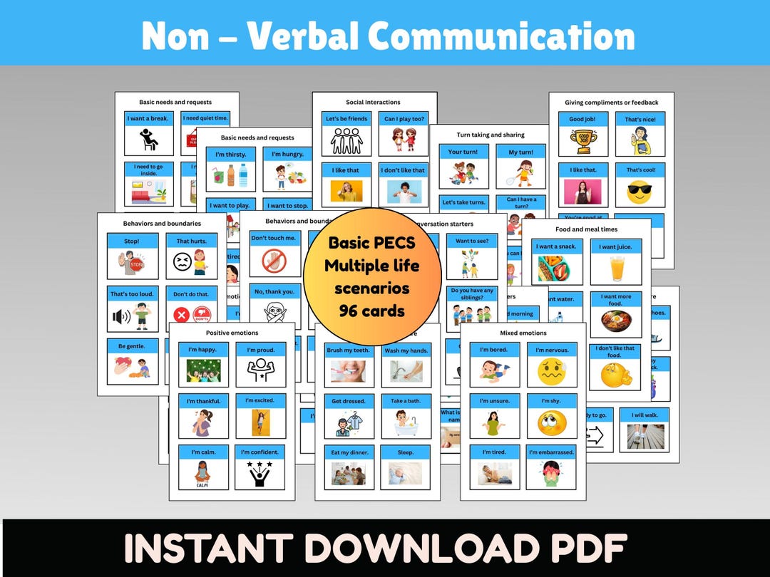 PECS Communication Cards, Autism Visual Aid, Nonverbal Communication ...