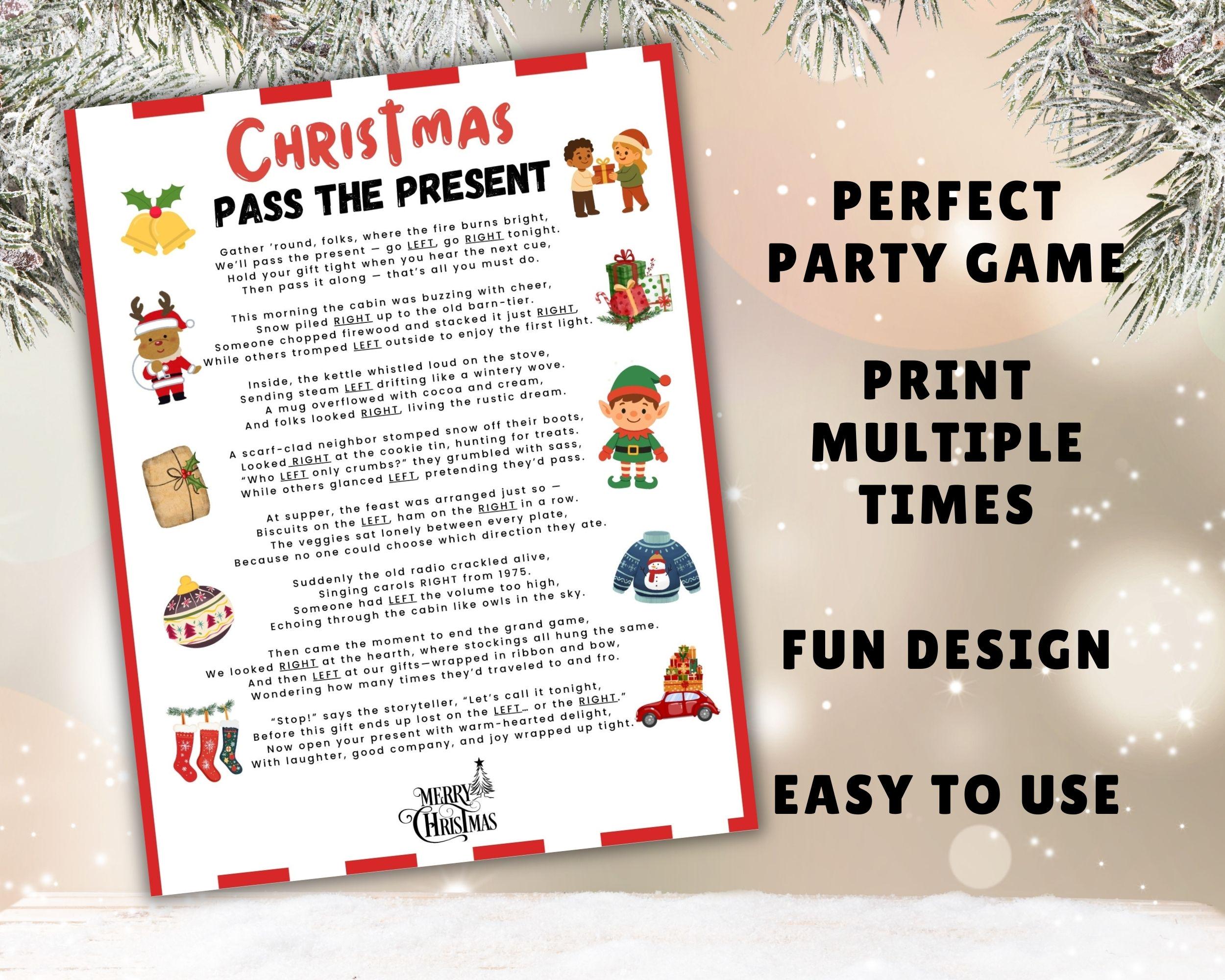 Christmas Pass the Present Game, Printable Holiday Party (digital ...