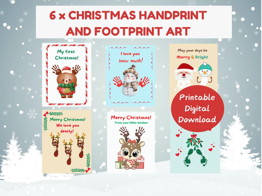 Christmas Handprint Footprint Art: DIY Craft Keepsake (PDF) - Etsy