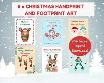 Reindeer Christmas Footprint Craft, Printable Christmas Handprint DIY ...