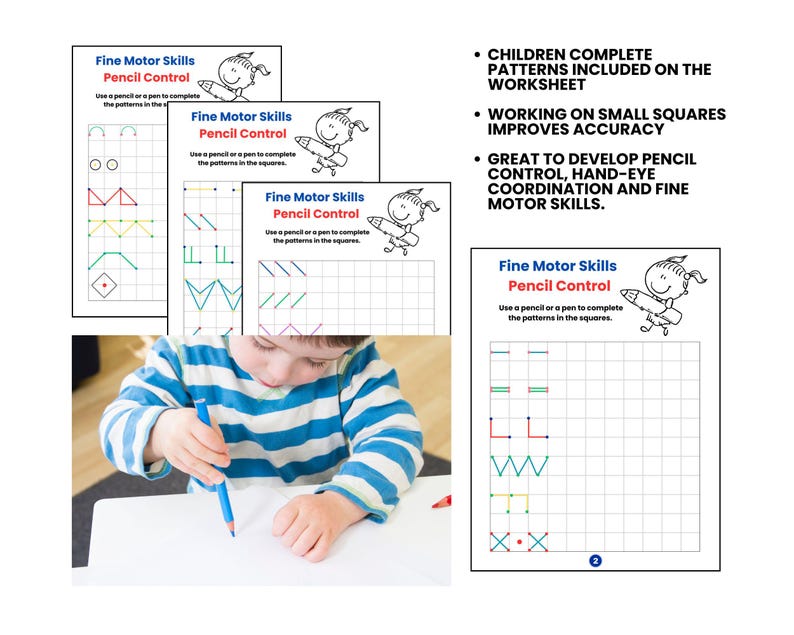 Pencil Control Practice Worksheets: Fine Motor Skills, Handwriting (PDF ...