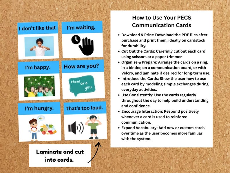 PECS Communication Cards, Autism Visual Aid, Nonverbal Communication ...