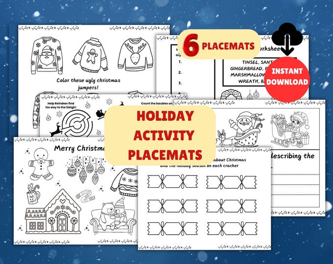 Winter Activity Placemat Printable Winter Coloring Placemats Winter ...