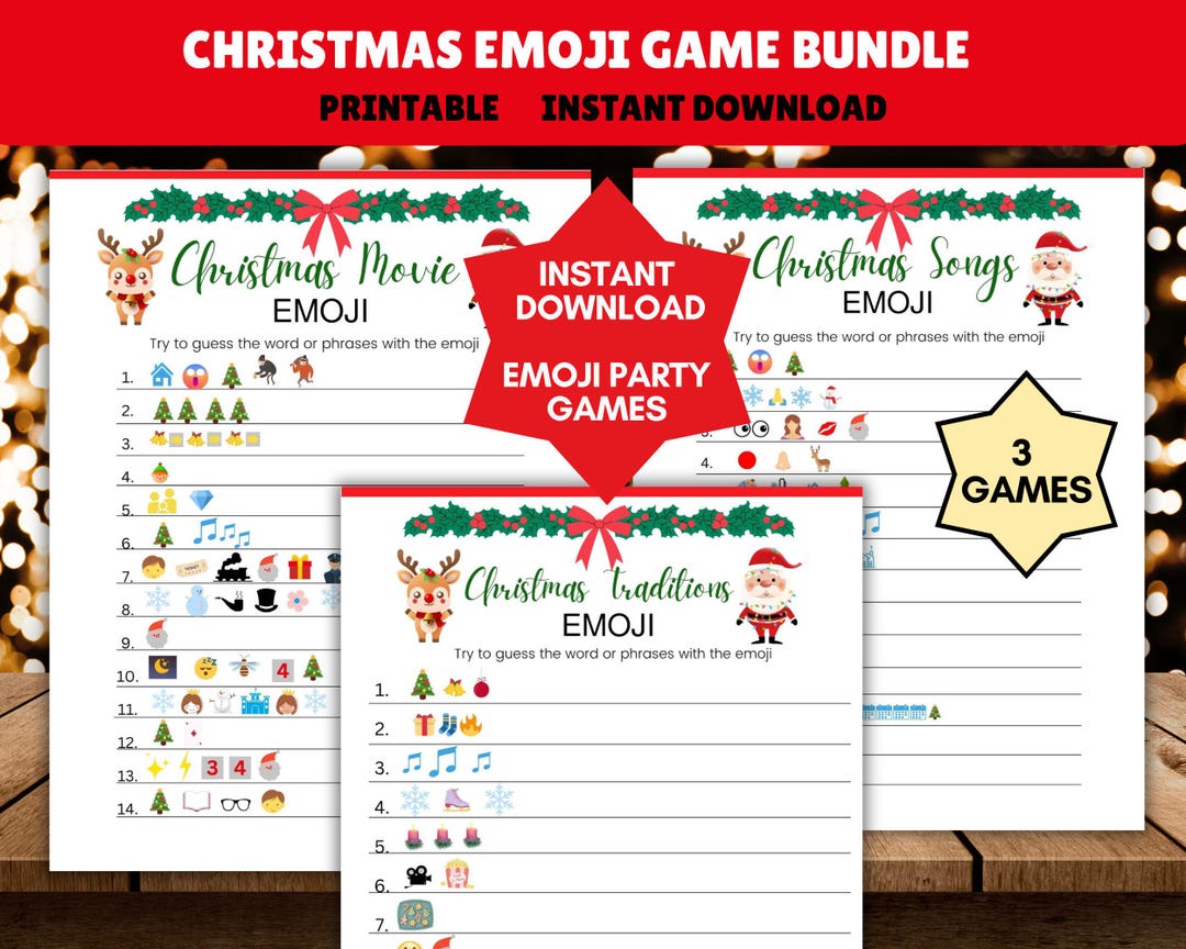Christmas Emoji Pictionary Game Bundle, Printable Party Games (PDF ...