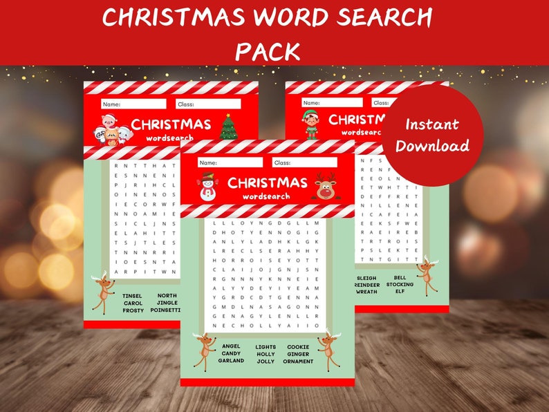 Christmas Word Search Christmas Activity Pack for Kids Christmas ...