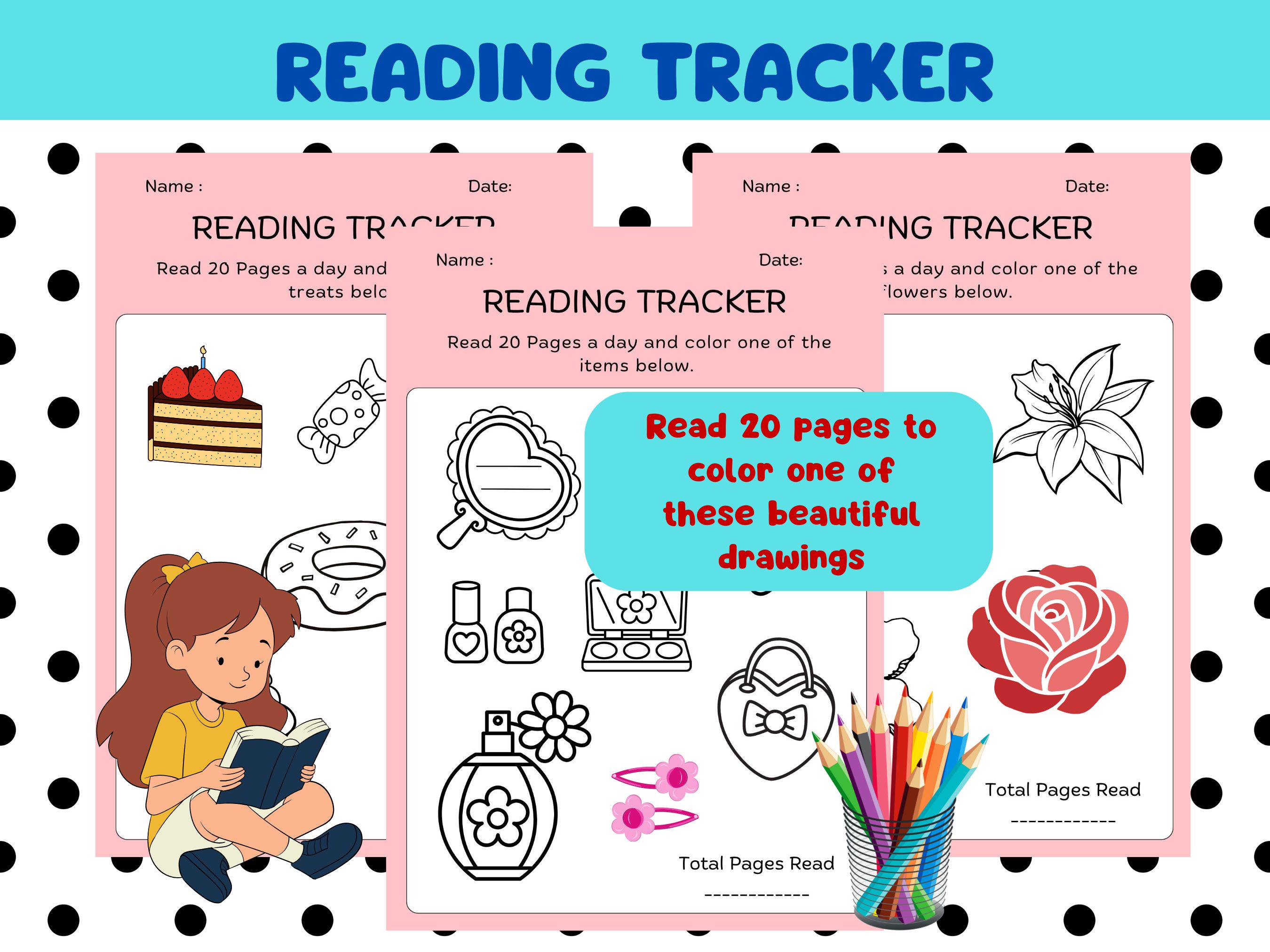 Kids Reading Tracker Printable: Fun Coloring Book Log (digital Download ...