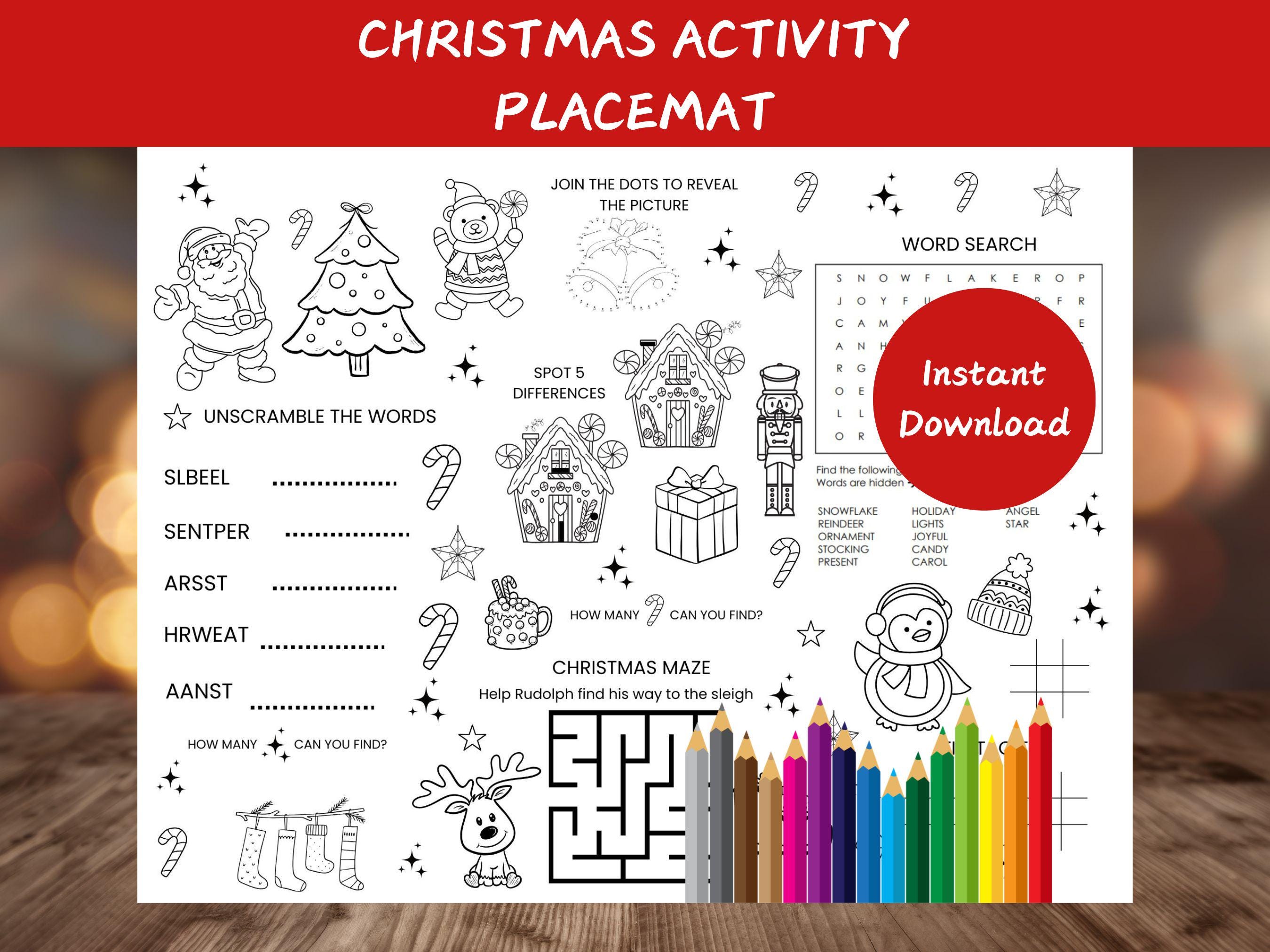 Christmas Activity Placemat, Christmas Colouring Page, Christmas ...