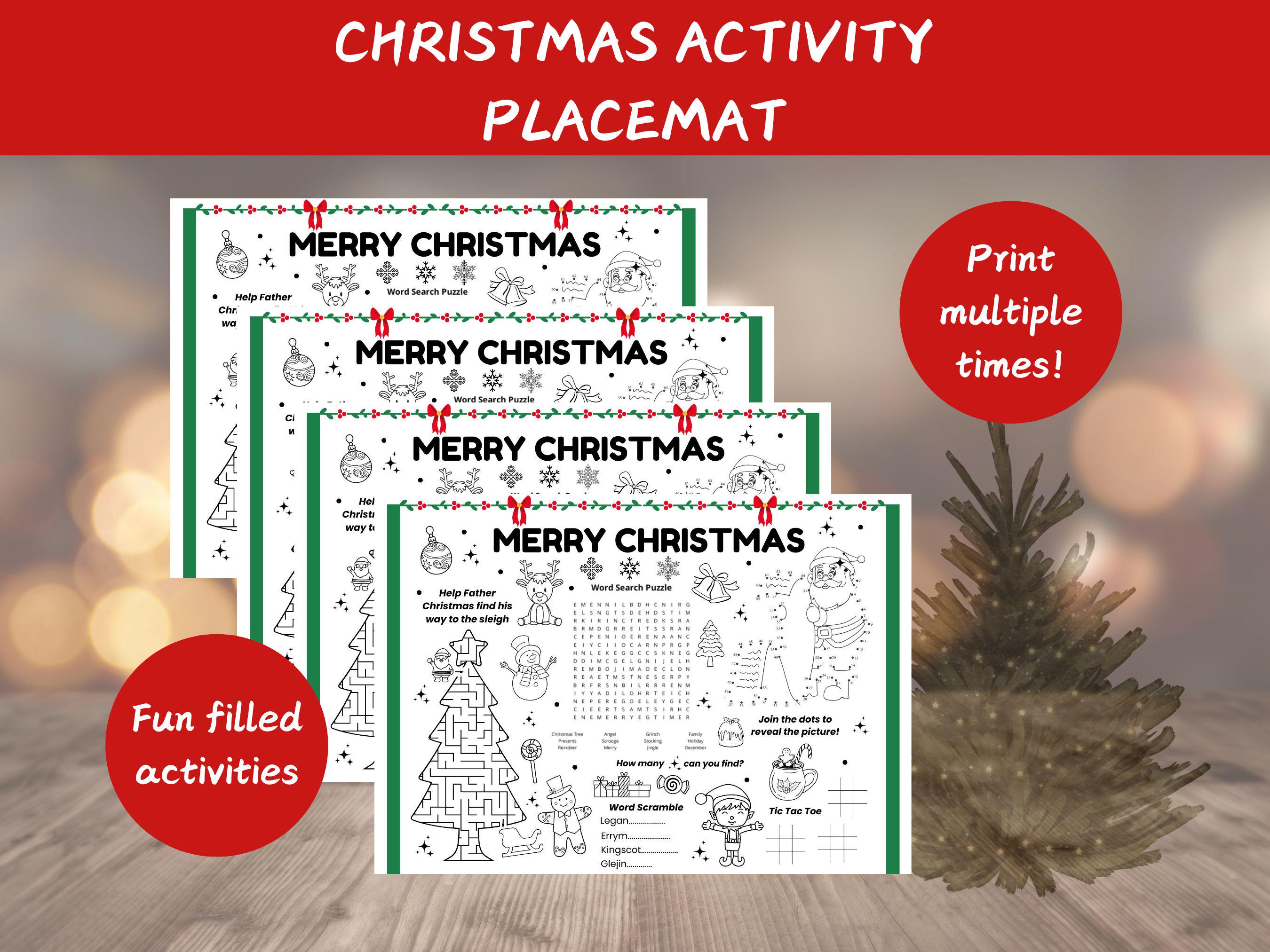 Christmas Activity Placemat, Christmas Colouring Page, Christmas ...