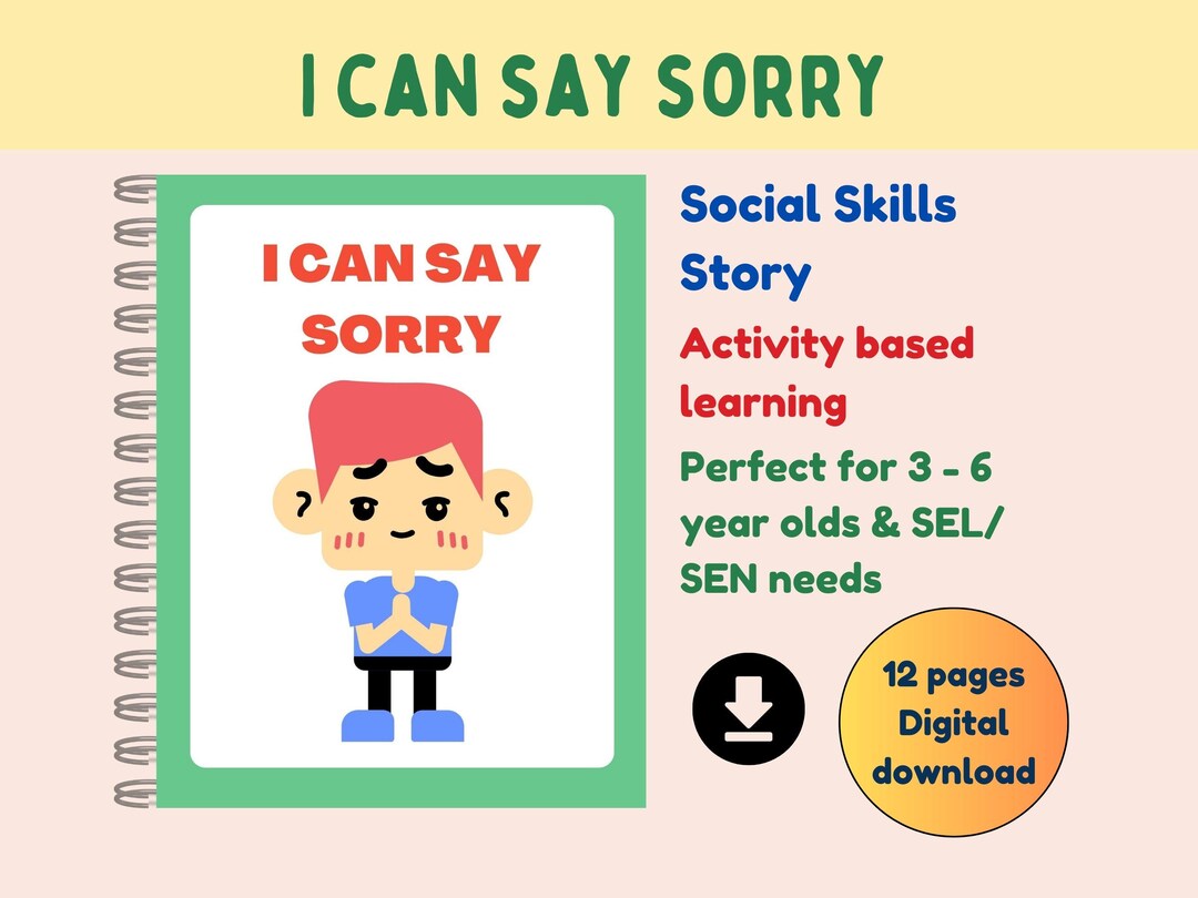 Saying Sorry Social Story, Social Emotional Learning (PDF) - Etsy