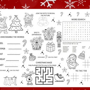 Christmas Activity Placemat, Christmas Colouring Page, Christmas ...