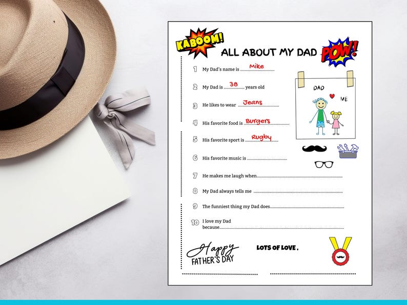 Father's Day Questionnaire: All About My Dad Printable (digital ...