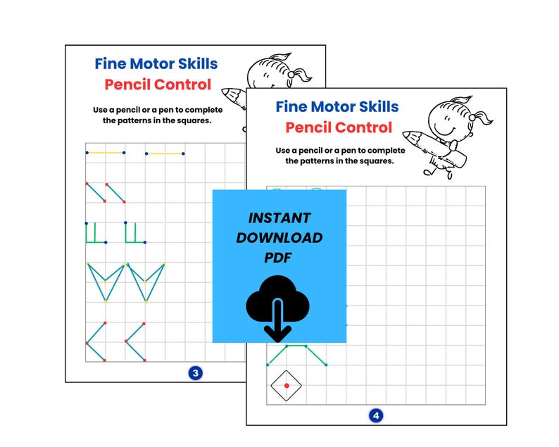 Pencil Control Practice Worksheets: Fine Motor Skills, Handwriting (PDF ...