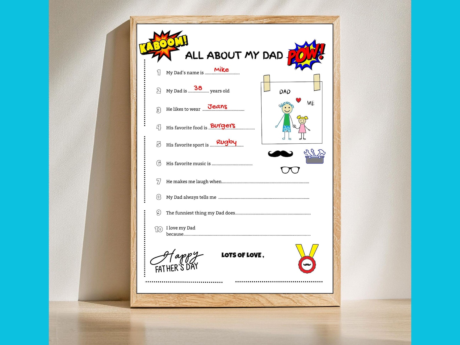 Father's Day Questionnaire: All About My Dad Printable (digital ...