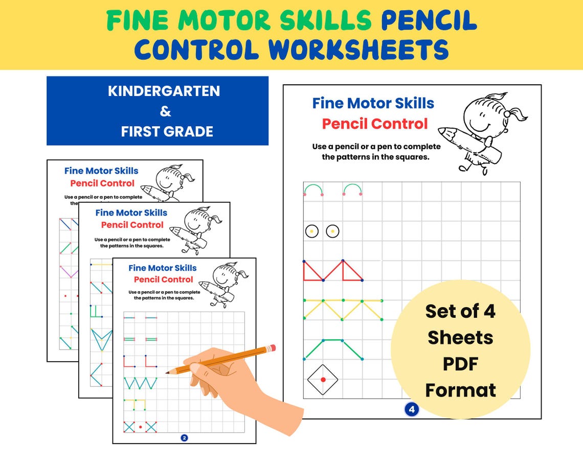 Pencil Control Practice Worksheets: Fine Motor Skills, Handwriting (PDF ...