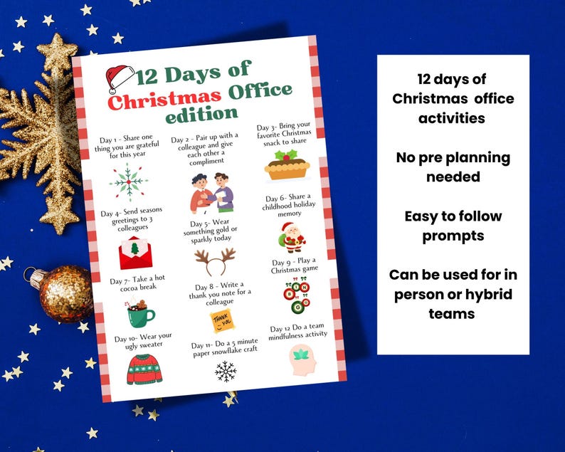 12 Days of Christmas Office Activities – Printable Team Building Games ...