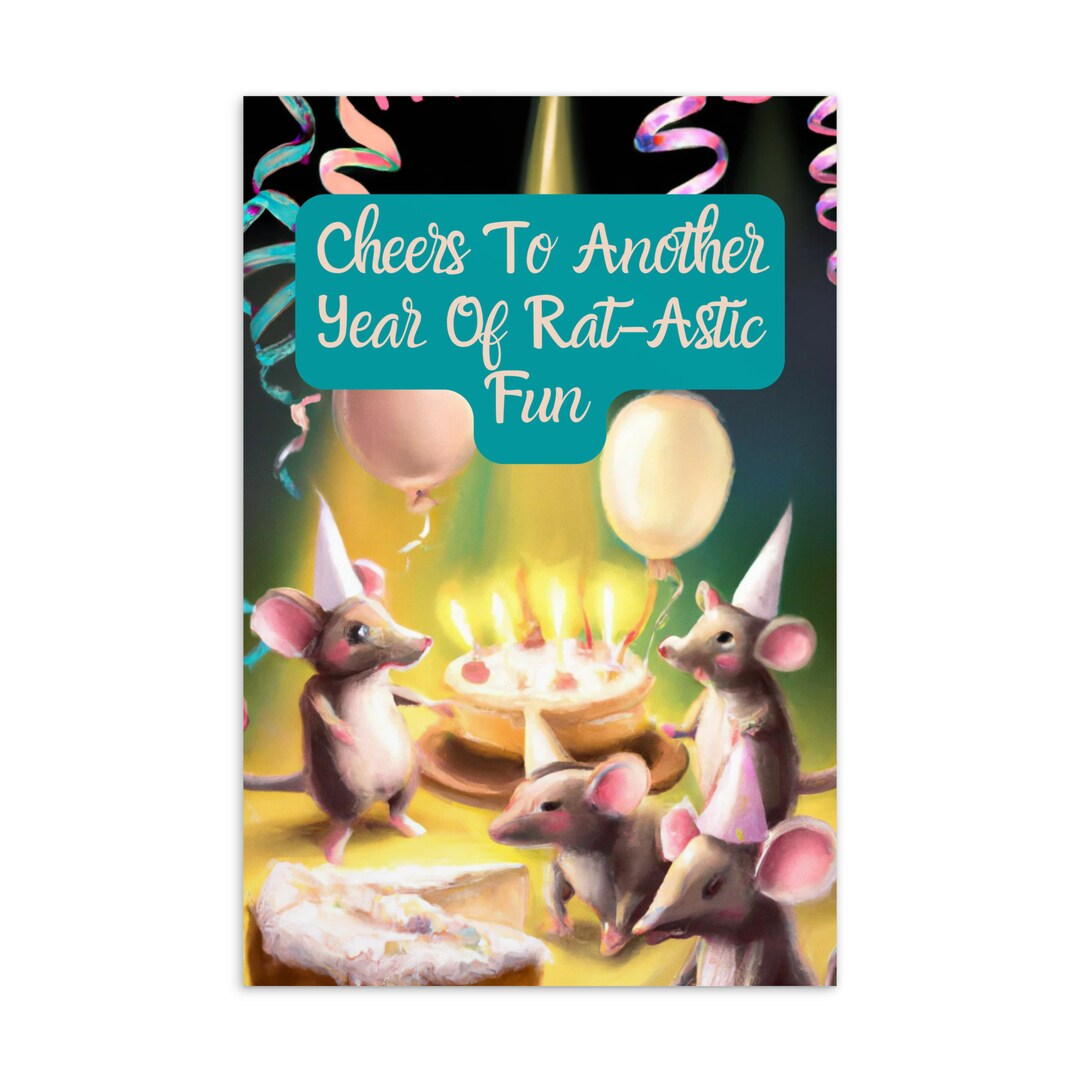 Rat Birthday Card Ratty Birthday to You Cute Rat Card Birthday Card ...