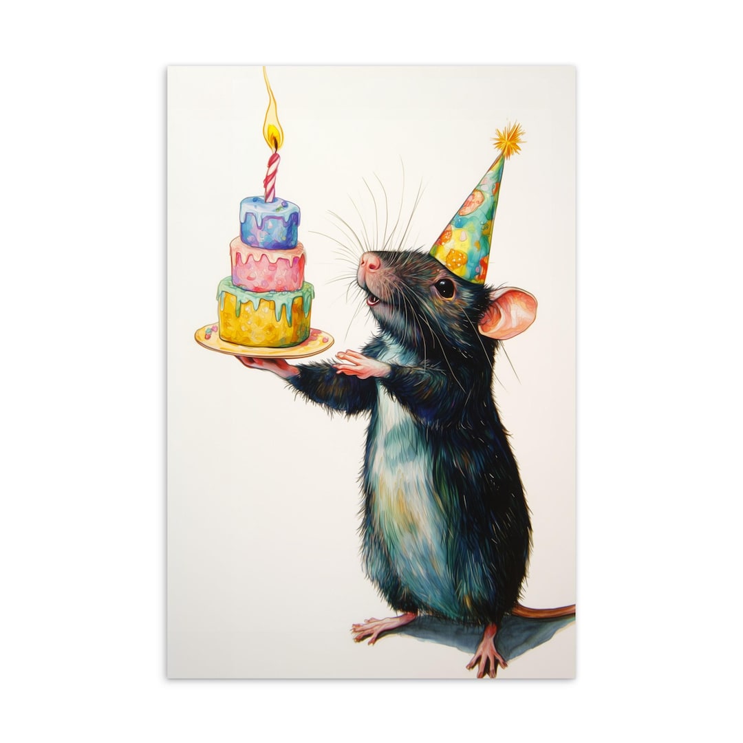 Cute Rat Birthday Card, Gift for Rat Lovers, Rat Mom Greeting Card ...