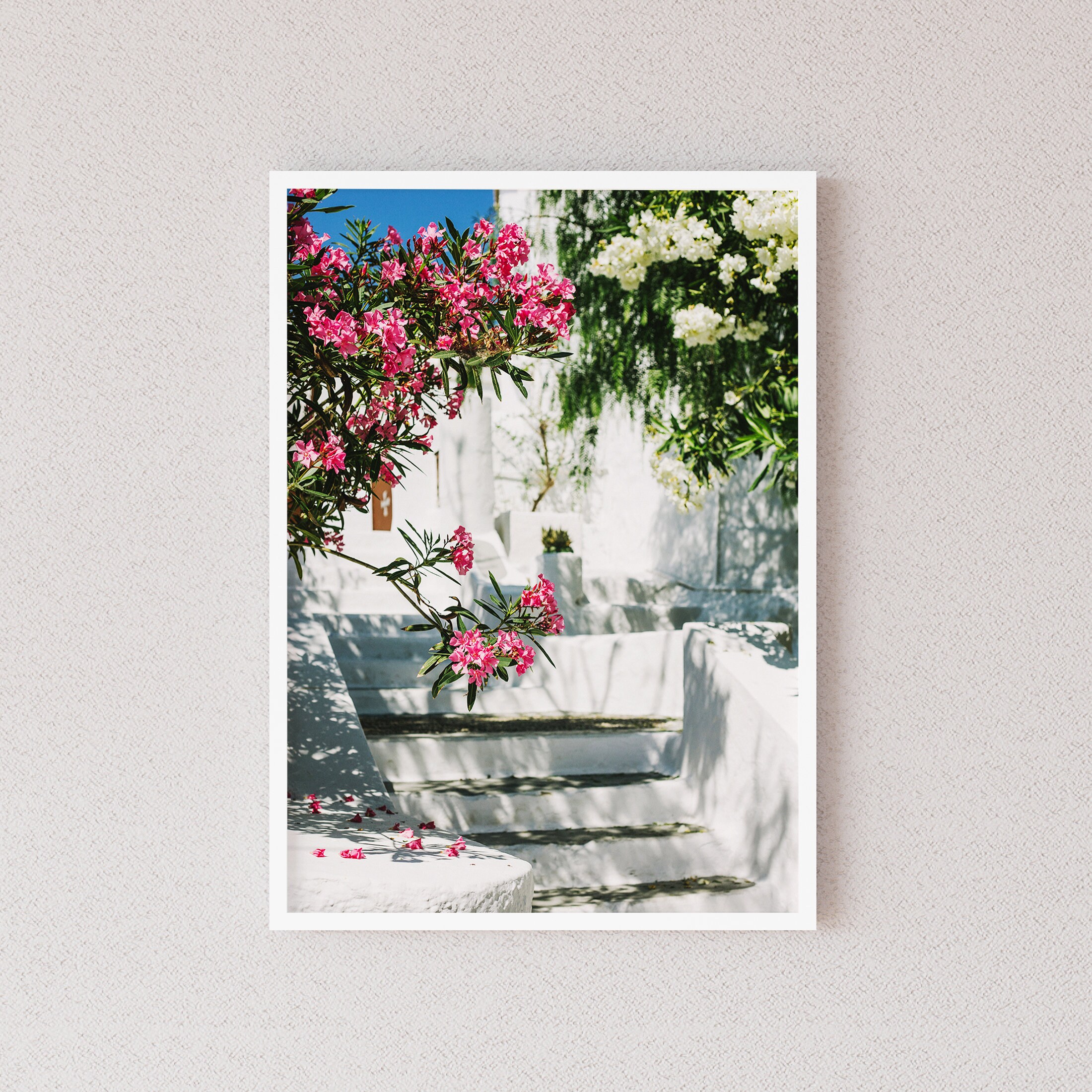 Bougainvillea Greece Digital Print, Cyclades Greek Island Poster, Pink ...