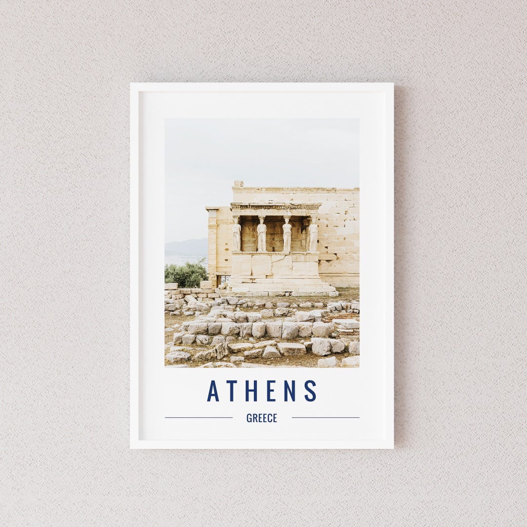 Acropolis Digital Poster, Caryatids' Porch, Ancient Greek Temple Art ...