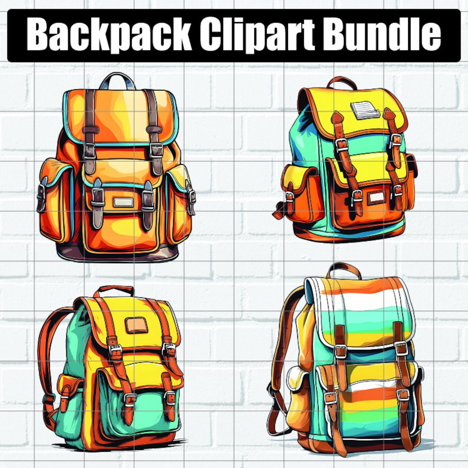 Backpack Clipart Bundle Transparent Background Travel Clipart Classroom ...