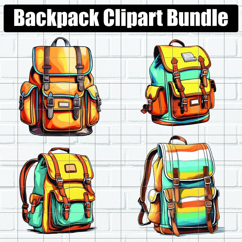 Backpack Clipart Bundle Transparent Background Travel Clipart Classroom ...