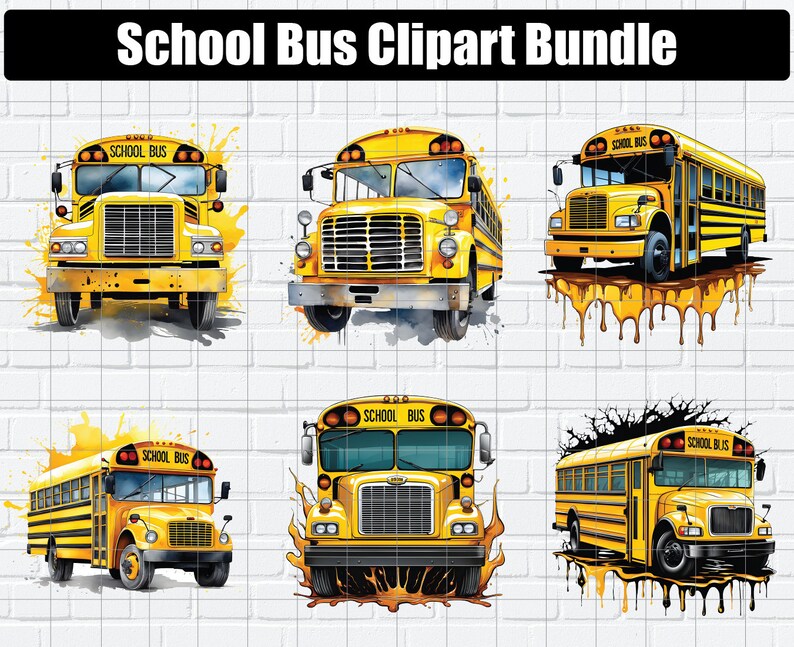 American Style School Bus Clipart Bundle Top Quality - Etsy Australia