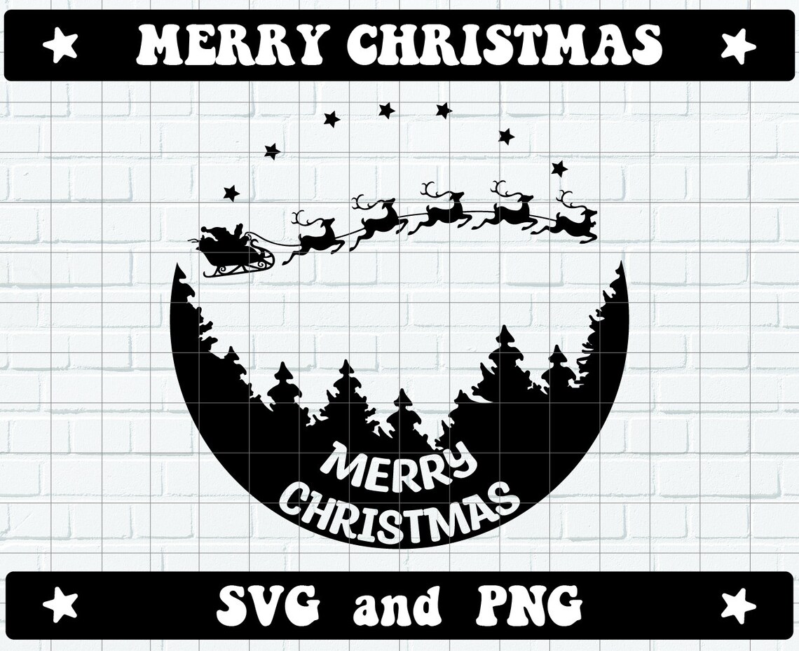 SVG Christmas Tree Toy Clipart Santa Flying Svg Deer - Etsy