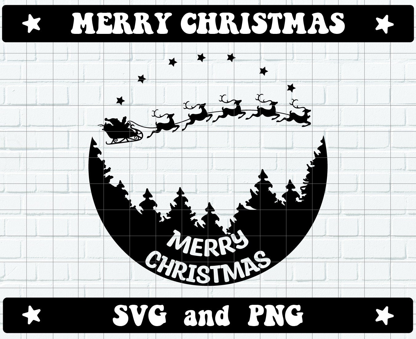 SVG Christmas Tree Toy Clipart, Santa Flying Svg, Deer Monogram With ...