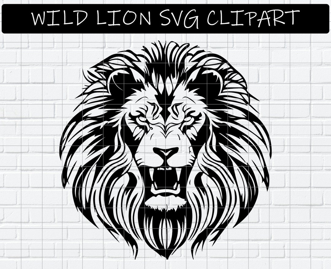 SVG Lion Head Clipart Wild Lion Svg Monogram Digital Art Silhouette PNG ...