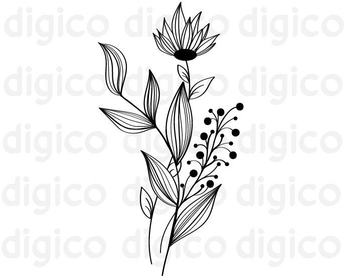 Floral Bundle Svg 6 Hand-drawn Floral Svg Designs Flowers Svg Plants ...