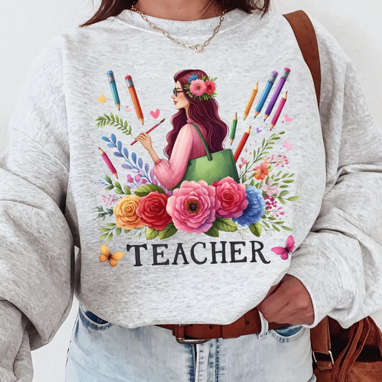 Teacher Shirt Png, Teacher Daisy, With Retto Flower, Christian Teacher ...