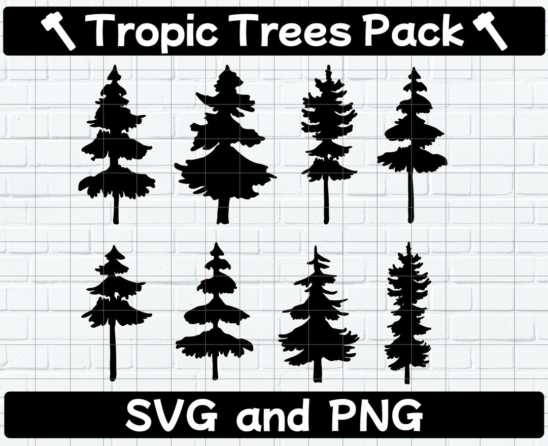 Tropical Trees Bundle Svg 8 Hand-drawn Trees Svg Designs Trees SVG ...