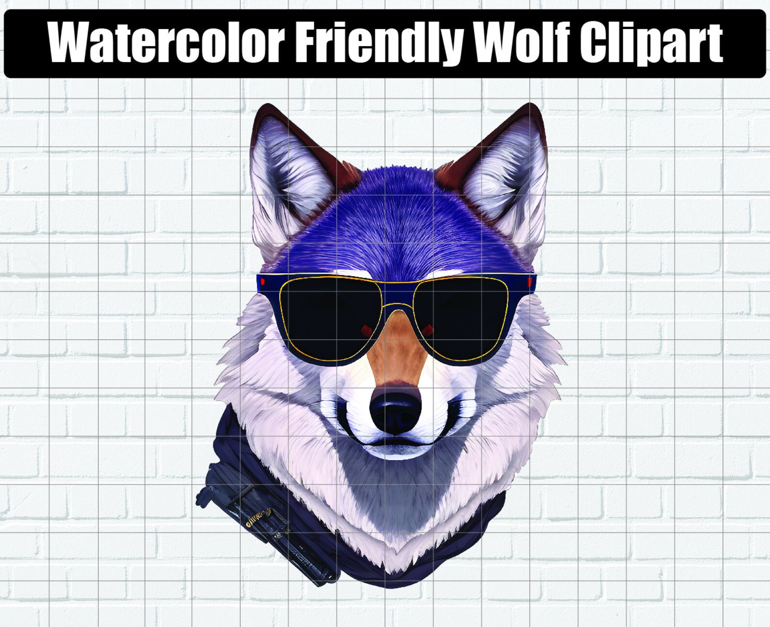 Watercolor Smiley Wolf Clipart Funny Coyote PNG Watercolor Digital Art ...