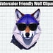 Watercolor Smiley Wolf Clipart Funny Coyote PNG Watercolor Digital Art ...