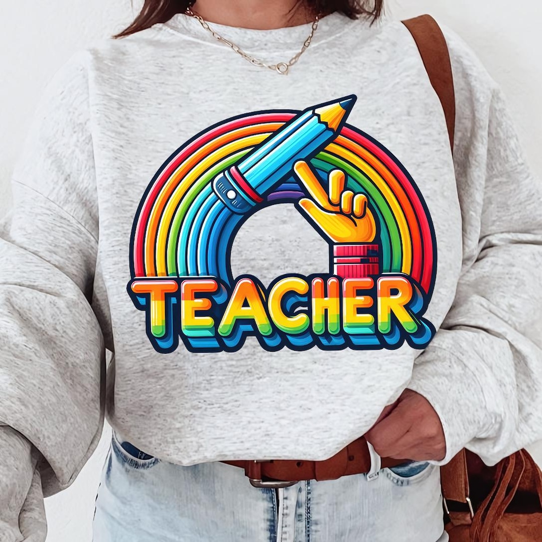 Teacher Rainbow Pencil Png, Teacher Appreciation Png, Teacher Png ...