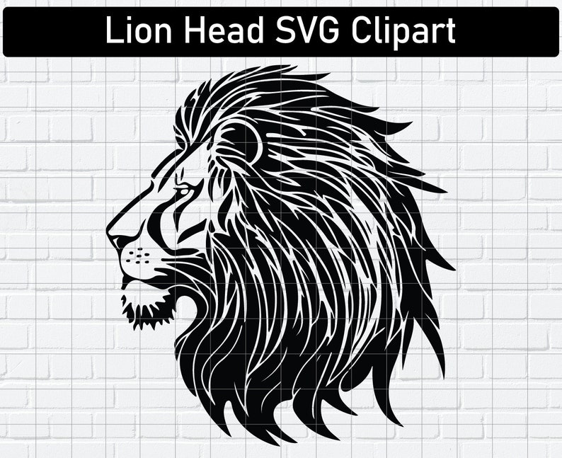 SVG Lion Head Clipart Wild Lion Svg Monogram Digital Art Silhouette PNG ...