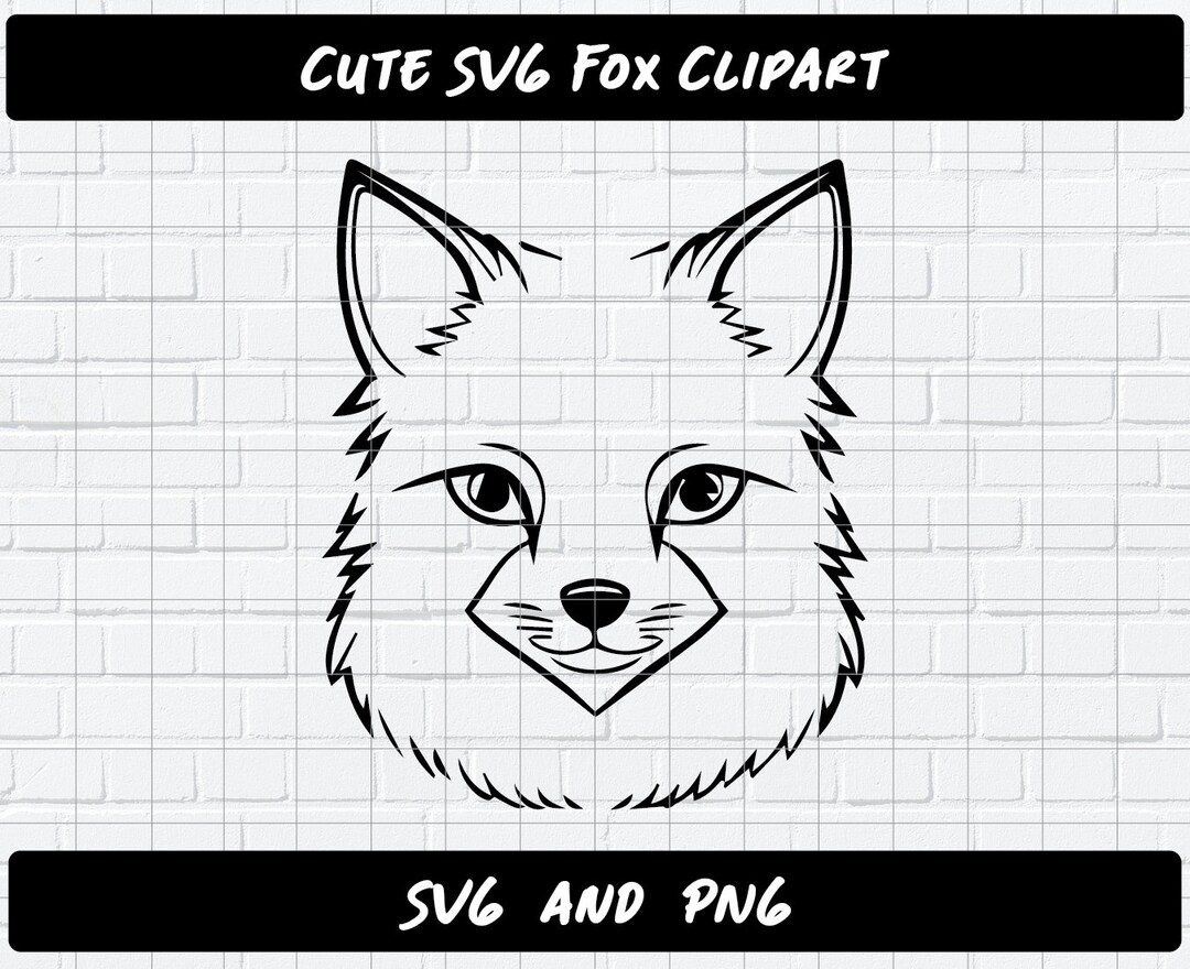 SVG Cute Fox Clipart Cute Fox Head Svg Monogram Digital Art Silhouette ...